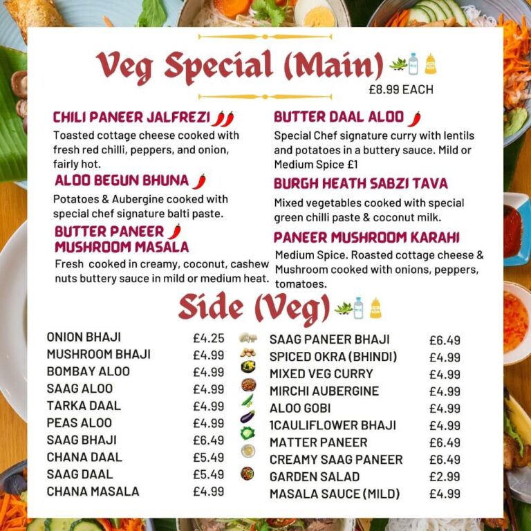 Menu Burgh Heath Tandoori
